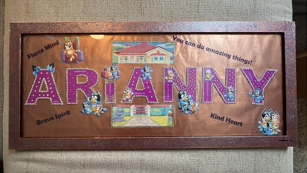Custom Bedazzled Bluey Name Frame 'bluey's House' - Etsy