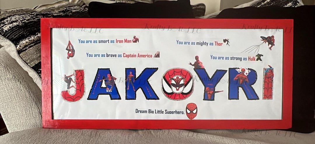 Personalized Spiderman Name Frame, Custom Kid's Room Decor - Etsy