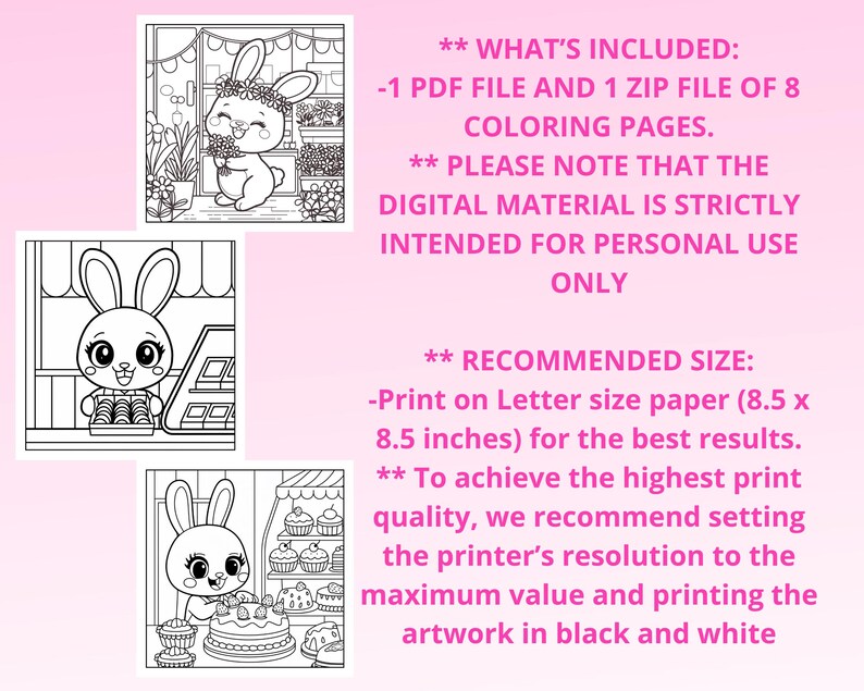 Kawaii Bunny Coloring Pages for Kids and Adults, Cute Bunny Coloring ...