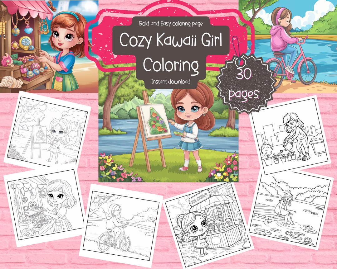 Cozy Girly Coloring Pages | 30 Printable Coloring Pages | Cozy Girl in ...