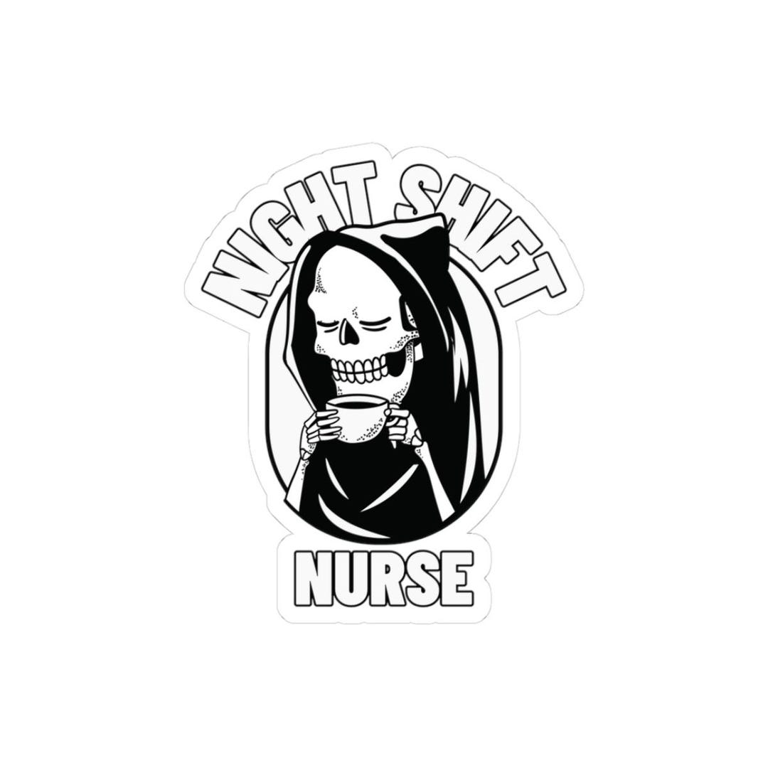 Night Shift Nurse Sticker Dark Humor RN Life Vinyl Decal Tired Skeleton ...