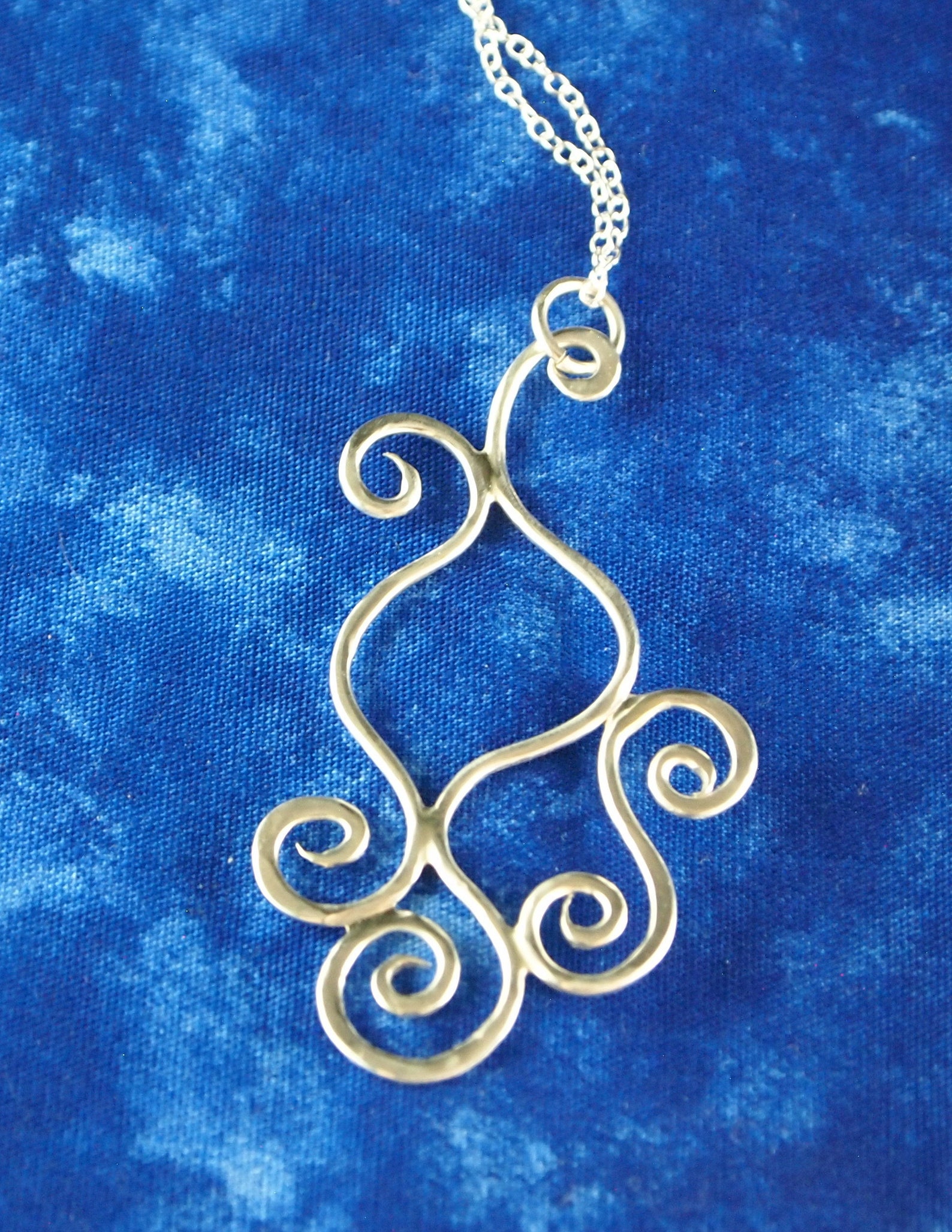 Sterling Silver Scroll Pendant and Chain - Etsy