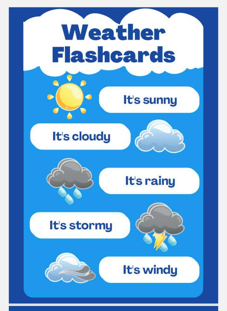 Weather Flashcards - Etsy