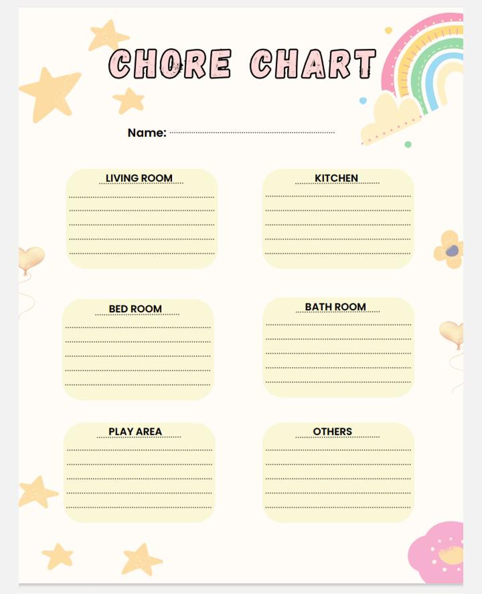 Blank Kids Chore Chart - Etsy