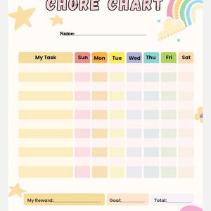 Blank Kids Chore Chart - Etsy