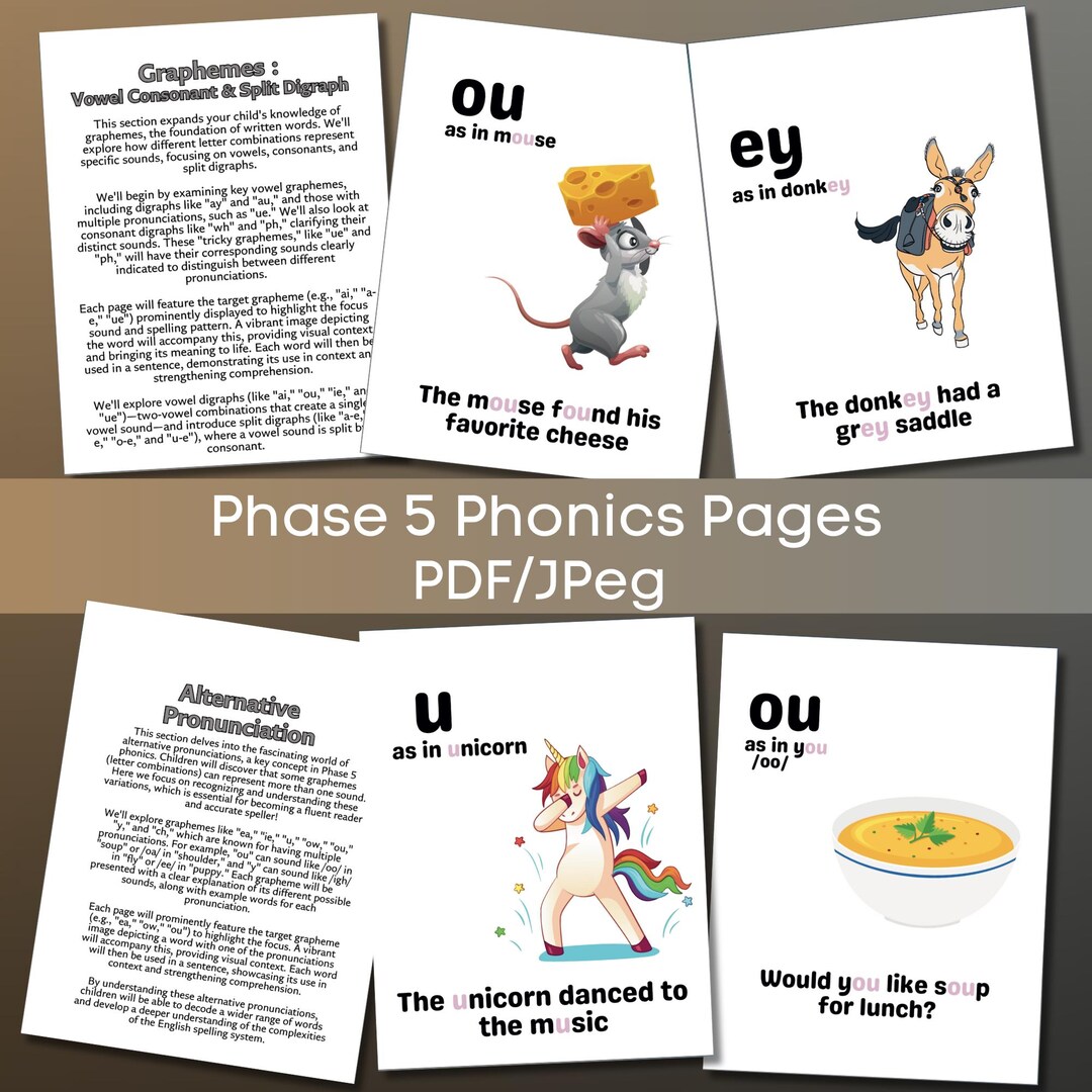 Phonics Phase 5 Ages 6-8 Learn Phonics at Home Homeschooling Material ...