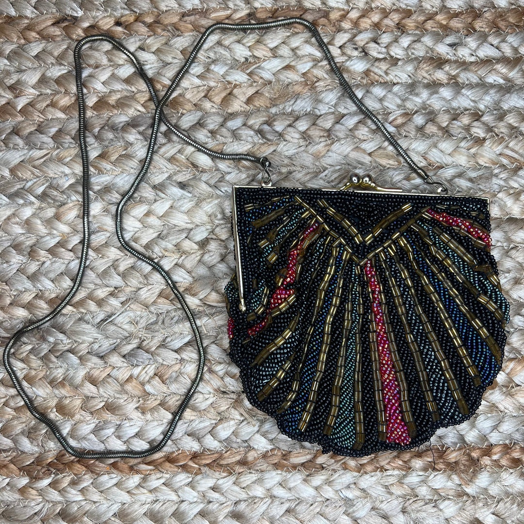 Vintage 80s Does 20s Flapper Style Beaded Coin Evening Purse - Etsy