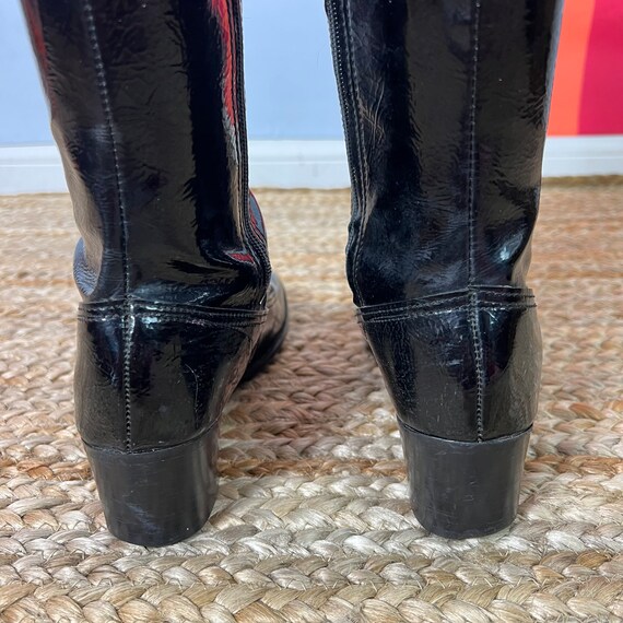 RARE vintage 60s Black patent vinyl floral embroidere… - Gem