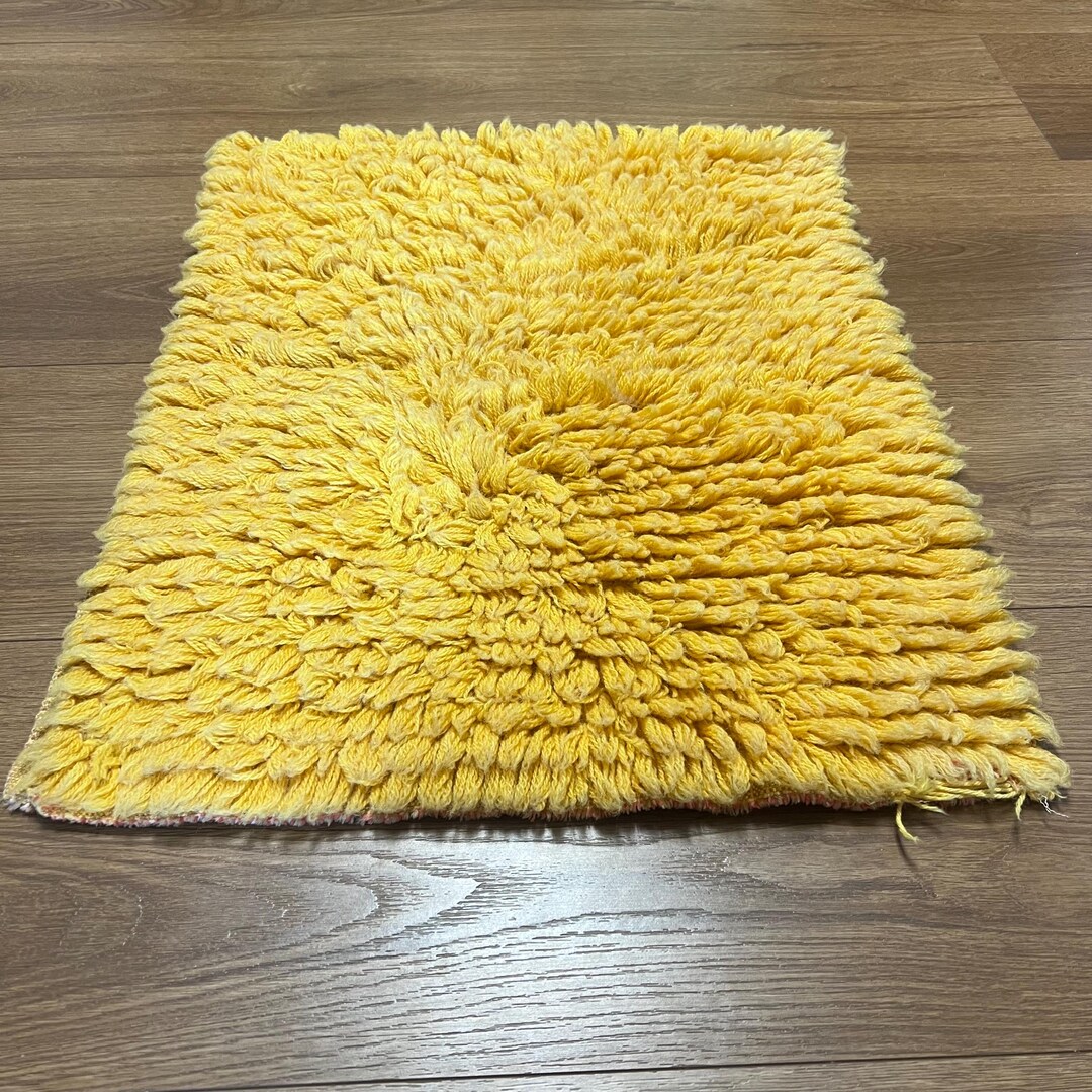 Vintage Mid Century Mustard Yellow Shag Bathmat Bath Rug - Etsy