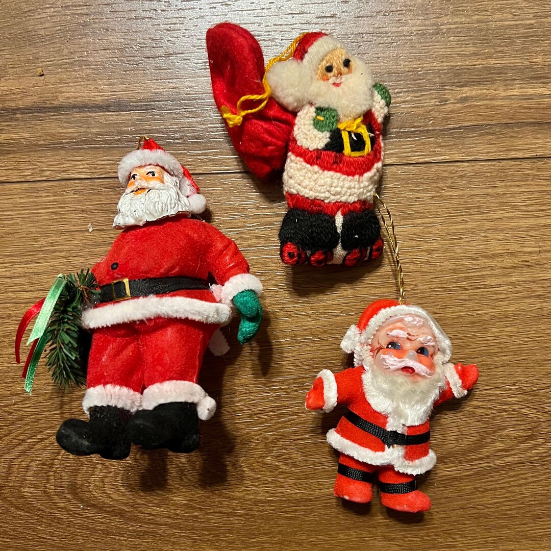 Vintage Mid Century Set of 3 Kitsch Santa Ornaments - Etsy