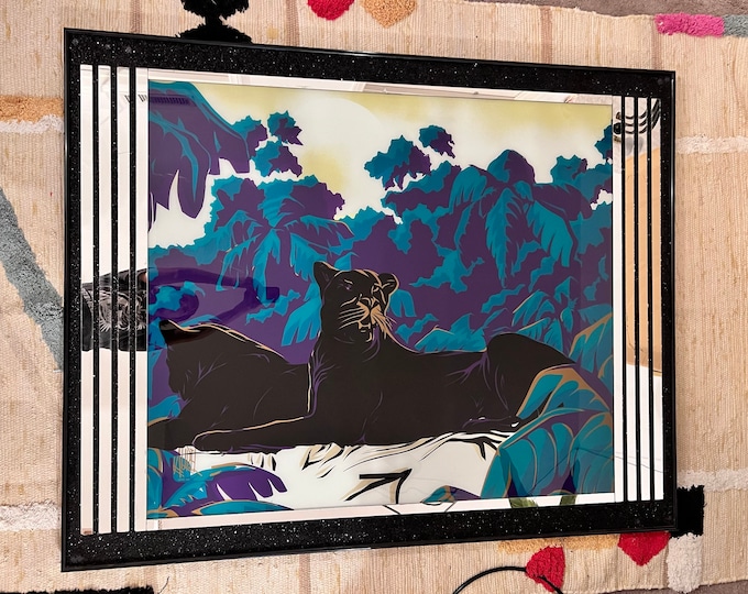 Vintage 80s GIANT Panther Mirror Framed Print Painting - Etsy