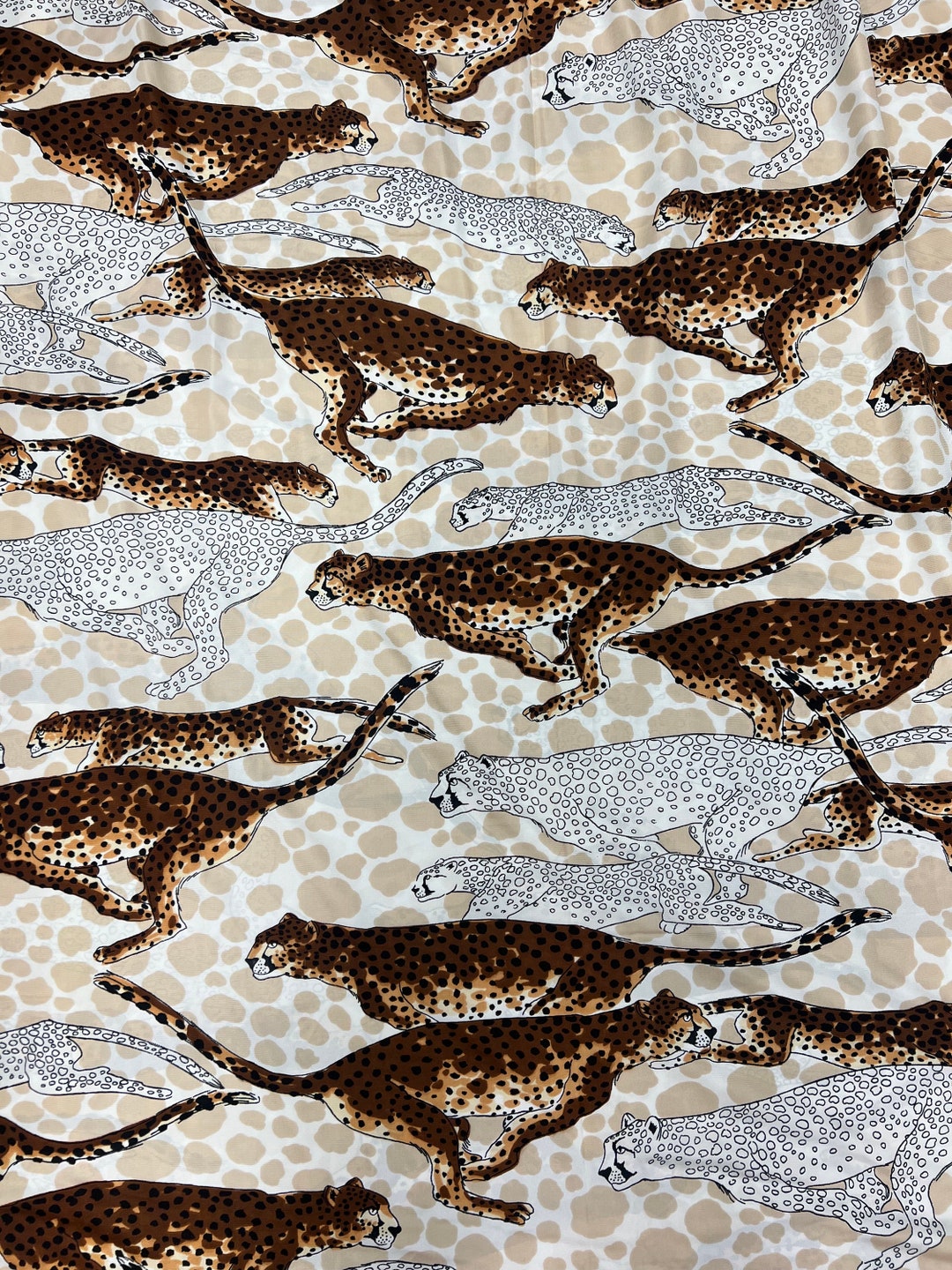 Vintage Mid Century 60s 70s Cheetah Print Knit Fabric 5+ Yds - Etsy