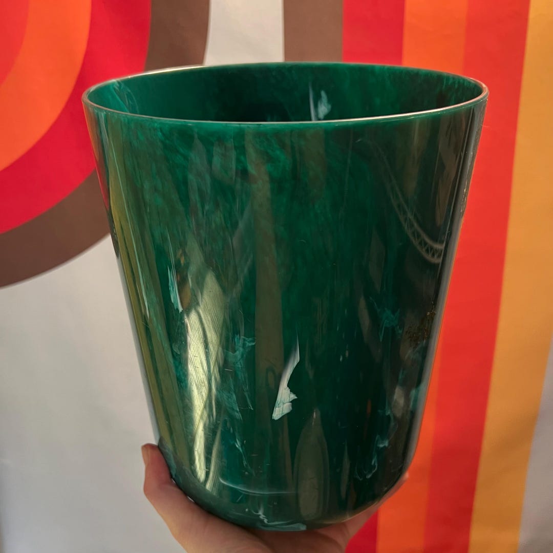 Vintage 70s 80s Hunter Jade Green Marble Look Trashcan - Etsy