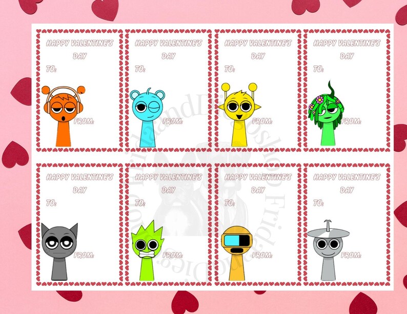 Sprunki Valentines, Sprunki Roblox Valentine Exchange - Etsy