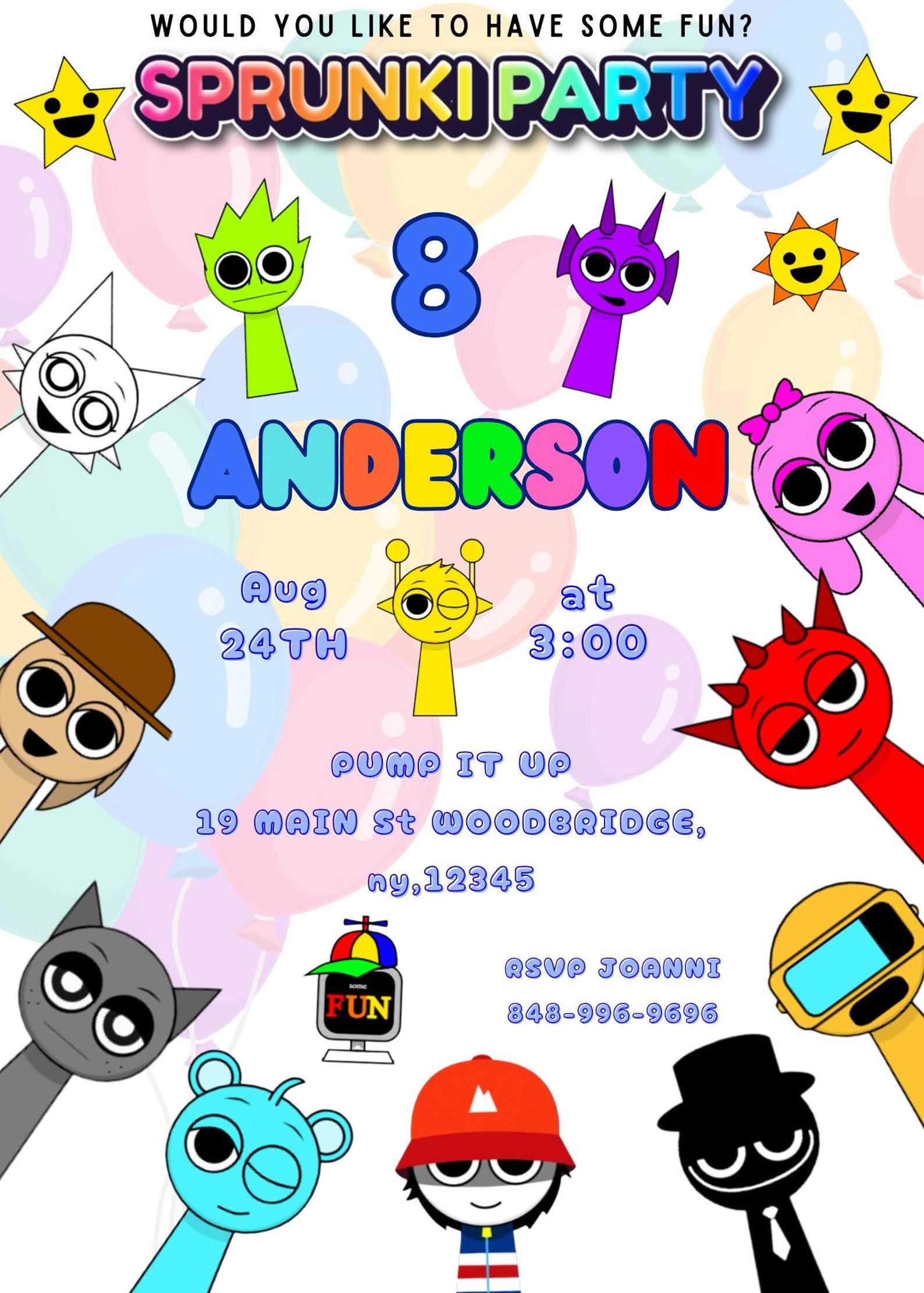 Sprunki Birthday Party Invitation - Etsy