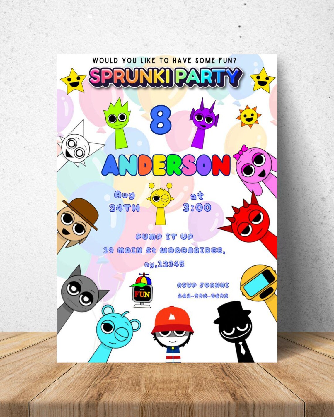 Sprunki Birthday Party Invitation - Etsy