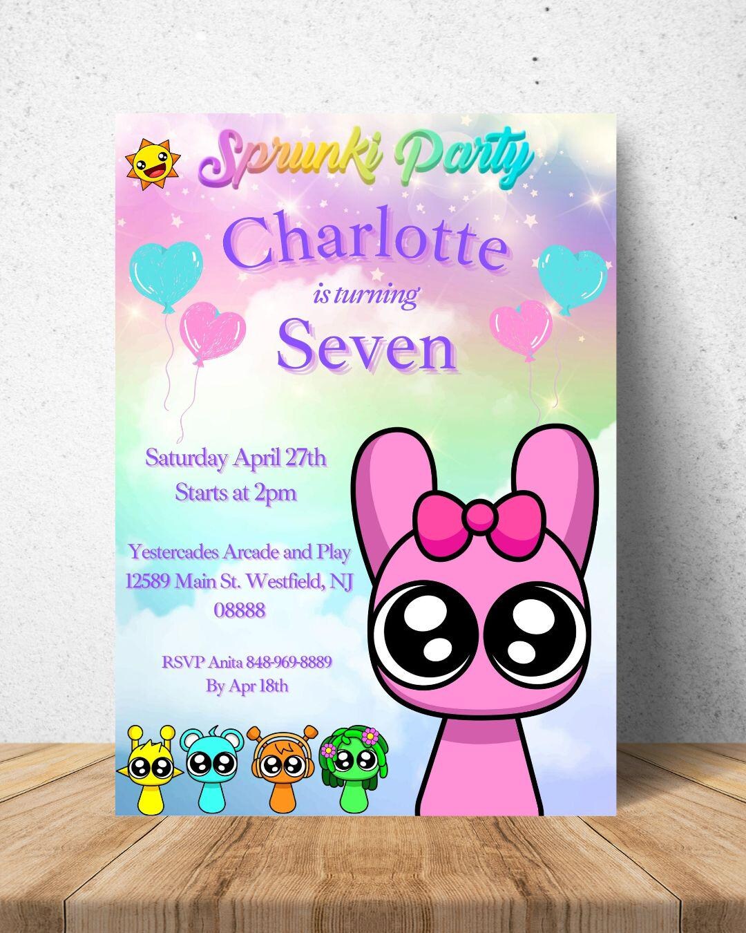 Sprunki Party Invitation Template | Girl Party Invite | Editable ...