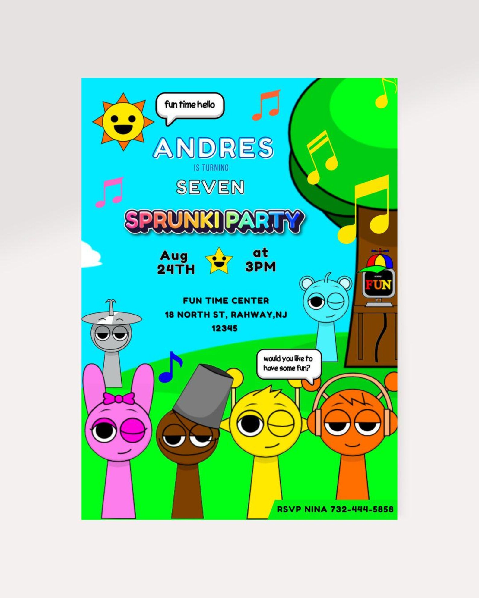 Sprunki Birthday Party Invitation - Etsy