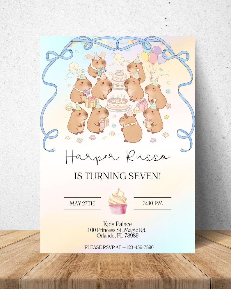 Capybara Birthday Invitation - Etsy