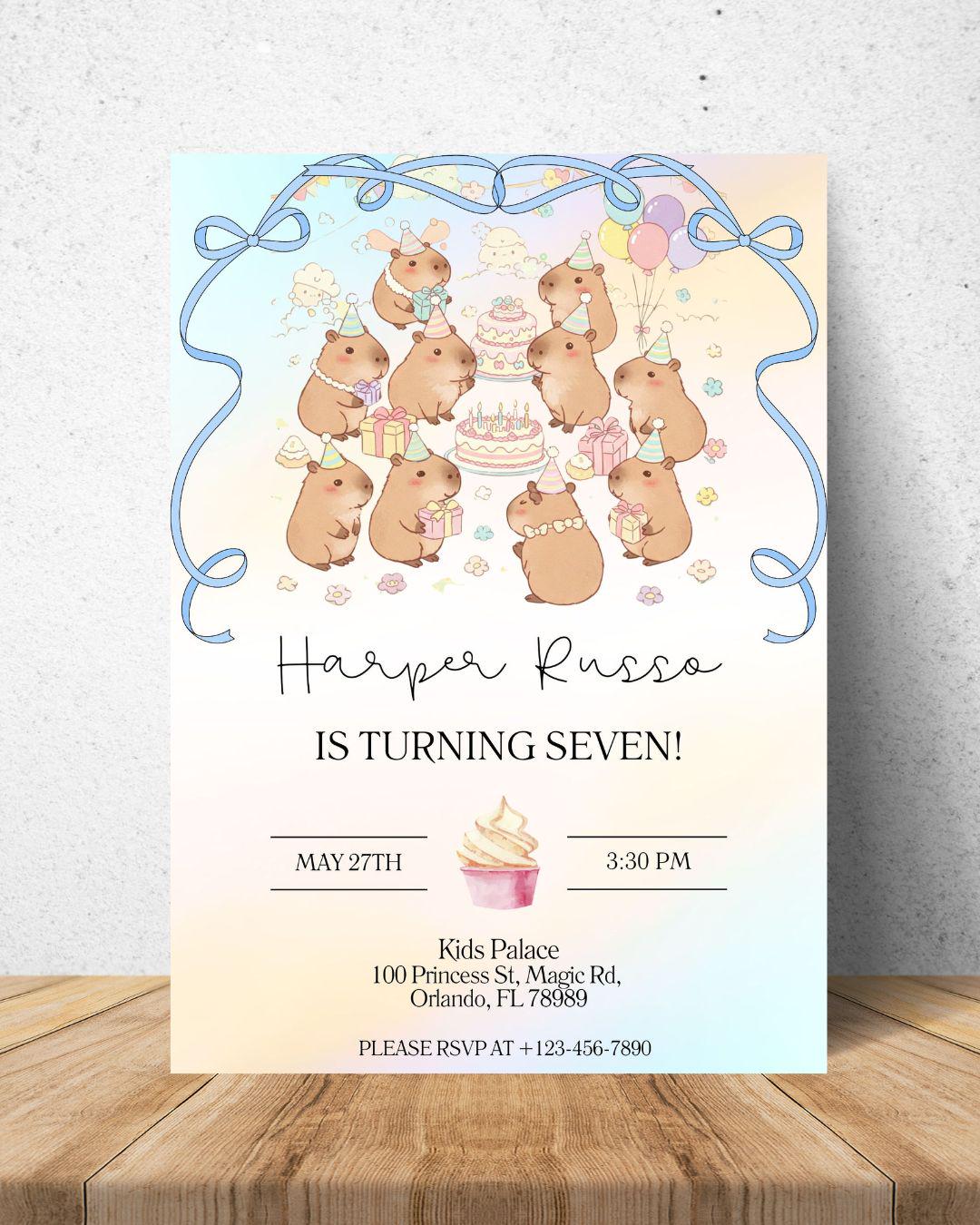 Capybara Birthday Invitation - Etsy
