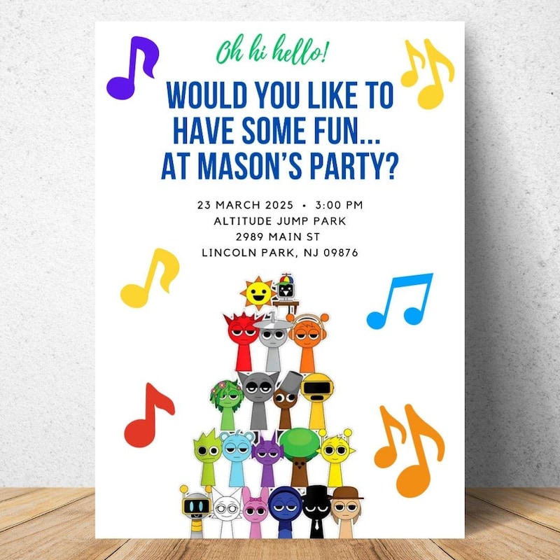 Sprunki Birthday Party Invitation - Etsy