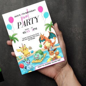 Pokemon Pool Party Invitation | Boy & Girl Versions Included | Editable ...