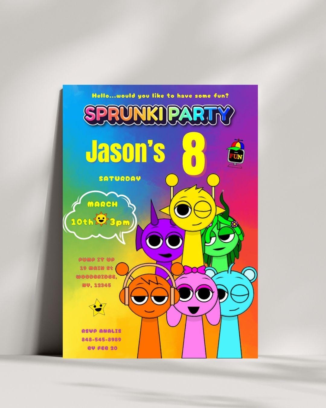 Sprunki Birthday Party Invitation - Etsy