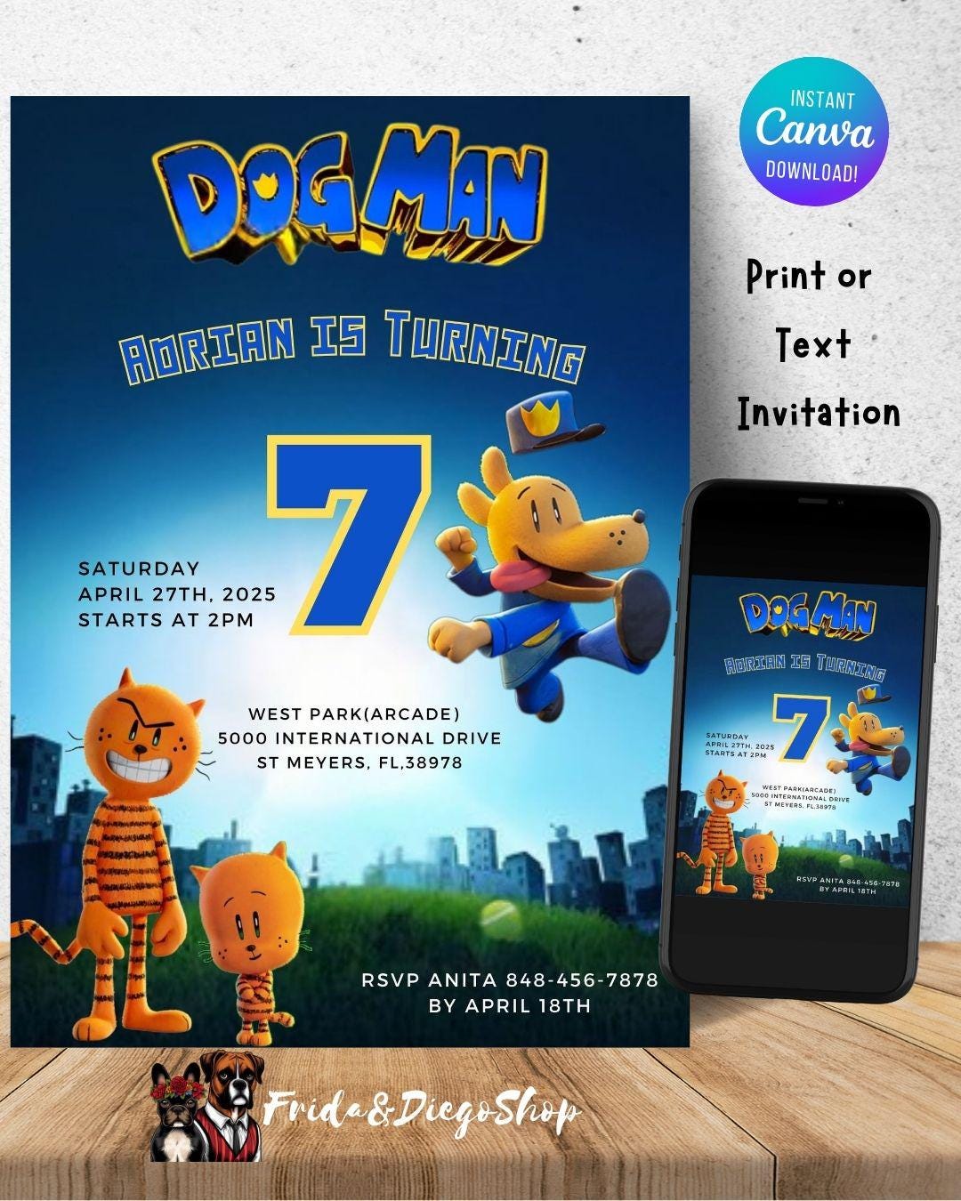 Dog Man Birthday Invitation - Etsy