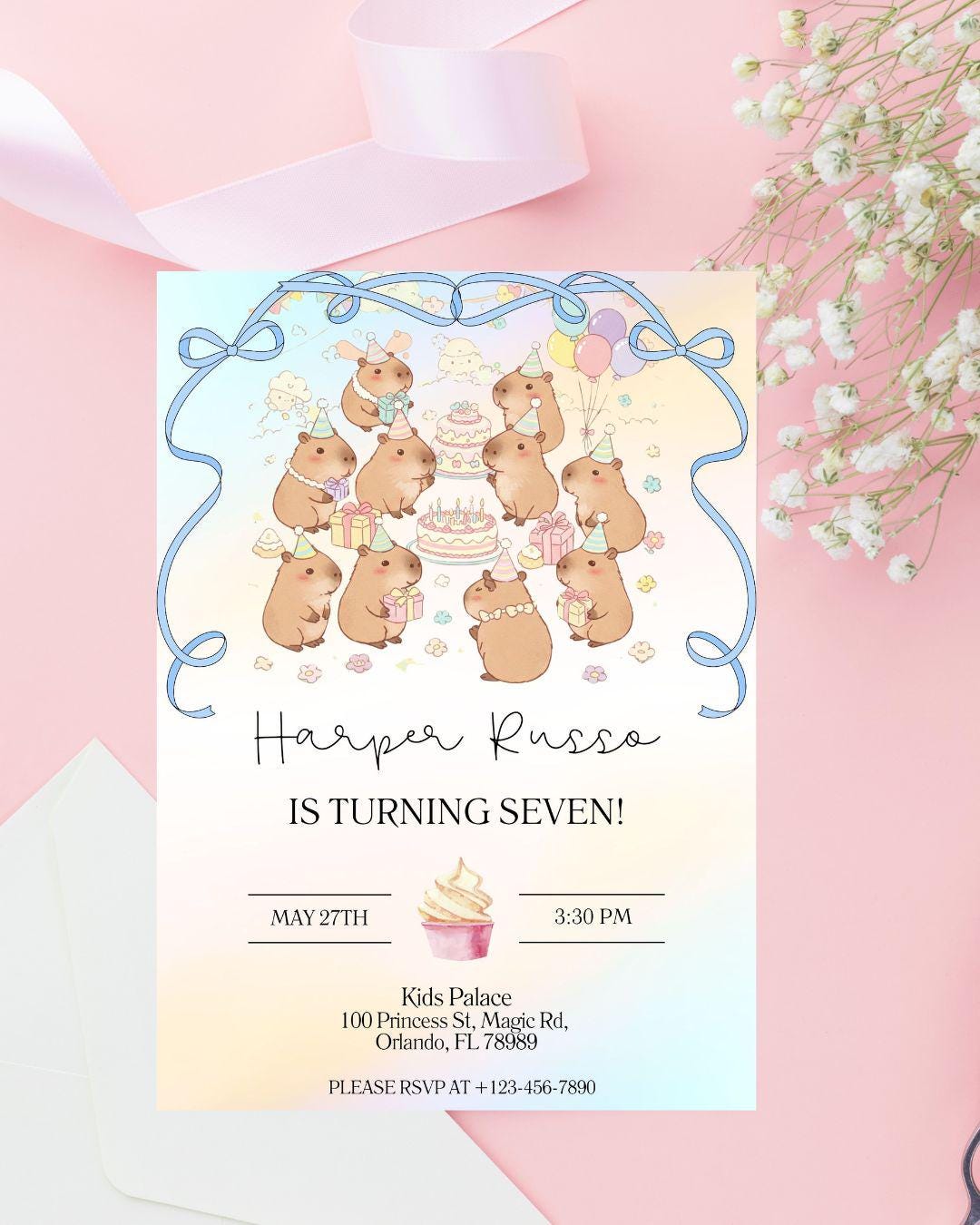 Capybara Birthday Invitation - Etsy