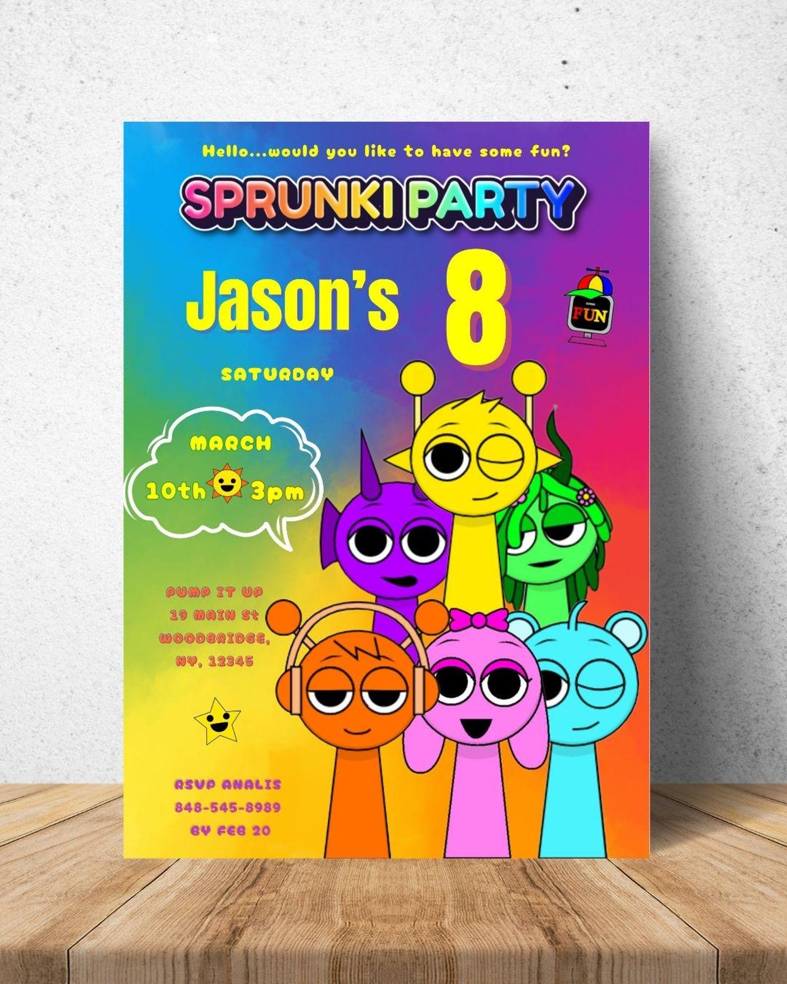 Sprunki Birthday Party Invitation - Etsy