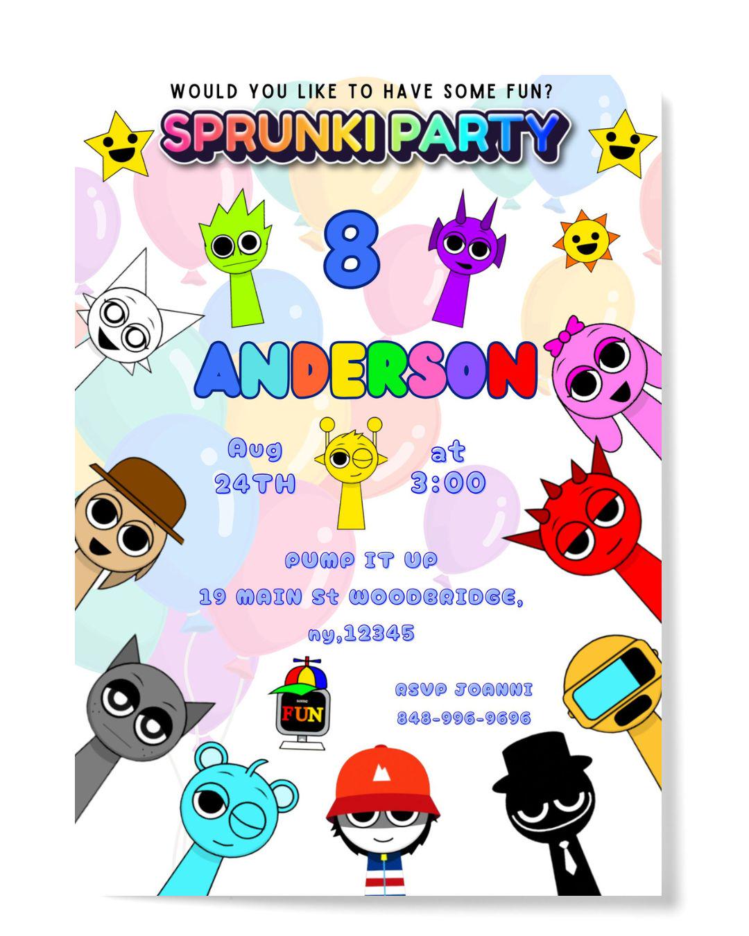 Sprunki Birthday Party Invitation - Etsy