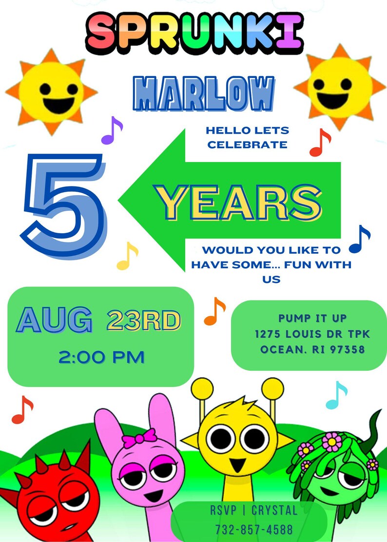 Sprunki Birthday Invitation - Etsy