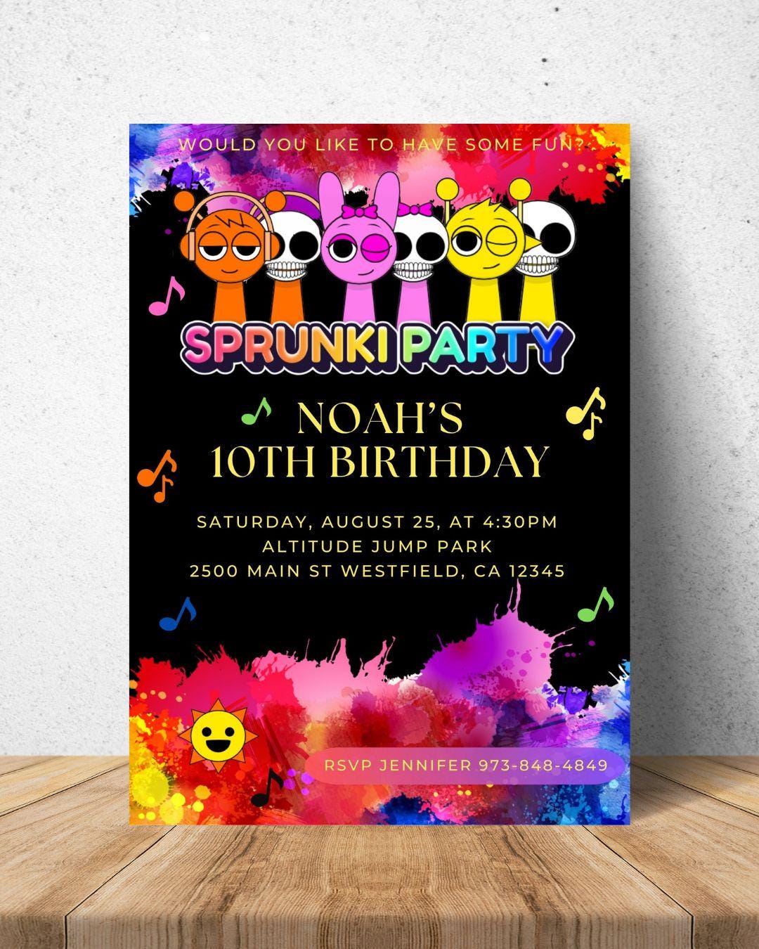 Sprunki Birthday Invitation - Etsy