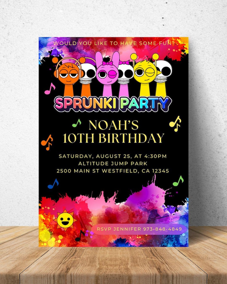 Sprunki Birthday Invitation - Etsy