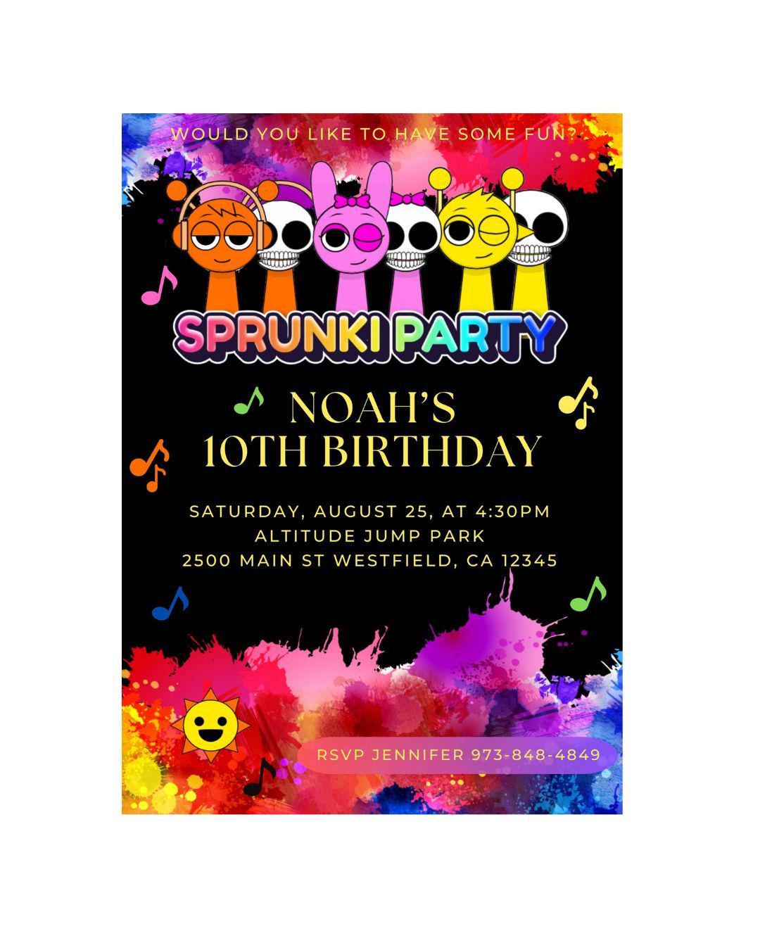 Sprunki Birthday Invitation - Etsy