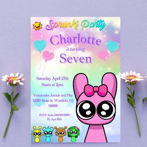 Sprunki Girl Birthday Invitation, Pink Sprunki Party Invite, Instant ...