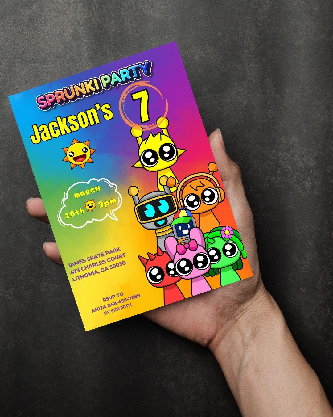 Sprunki Birthday Invitation | Roblox Sprunki Incredibox | Template ...