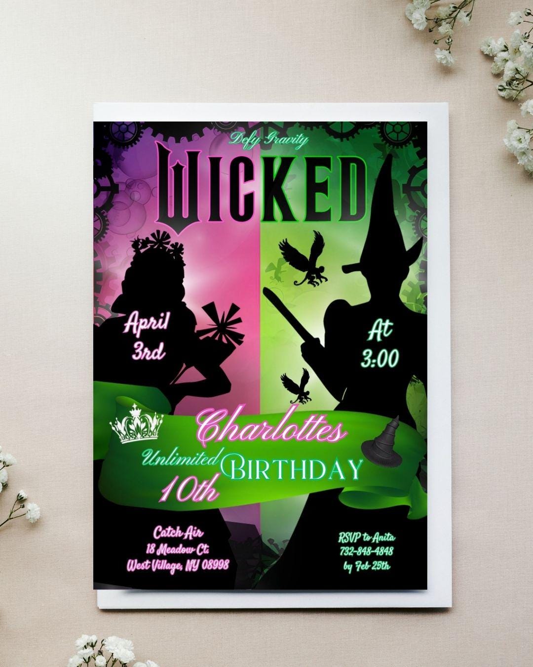 Wicked Birthday Invitation: Elphaba & Glinda Party (digital Download ...
