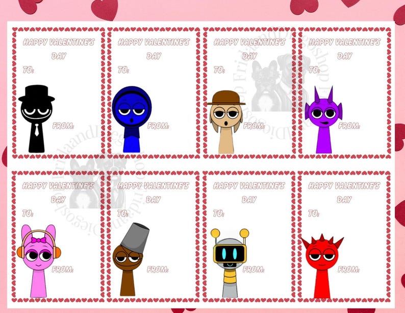 Sprunki Valentines, Sprunki Roblox Valentine Exchange - Etsy