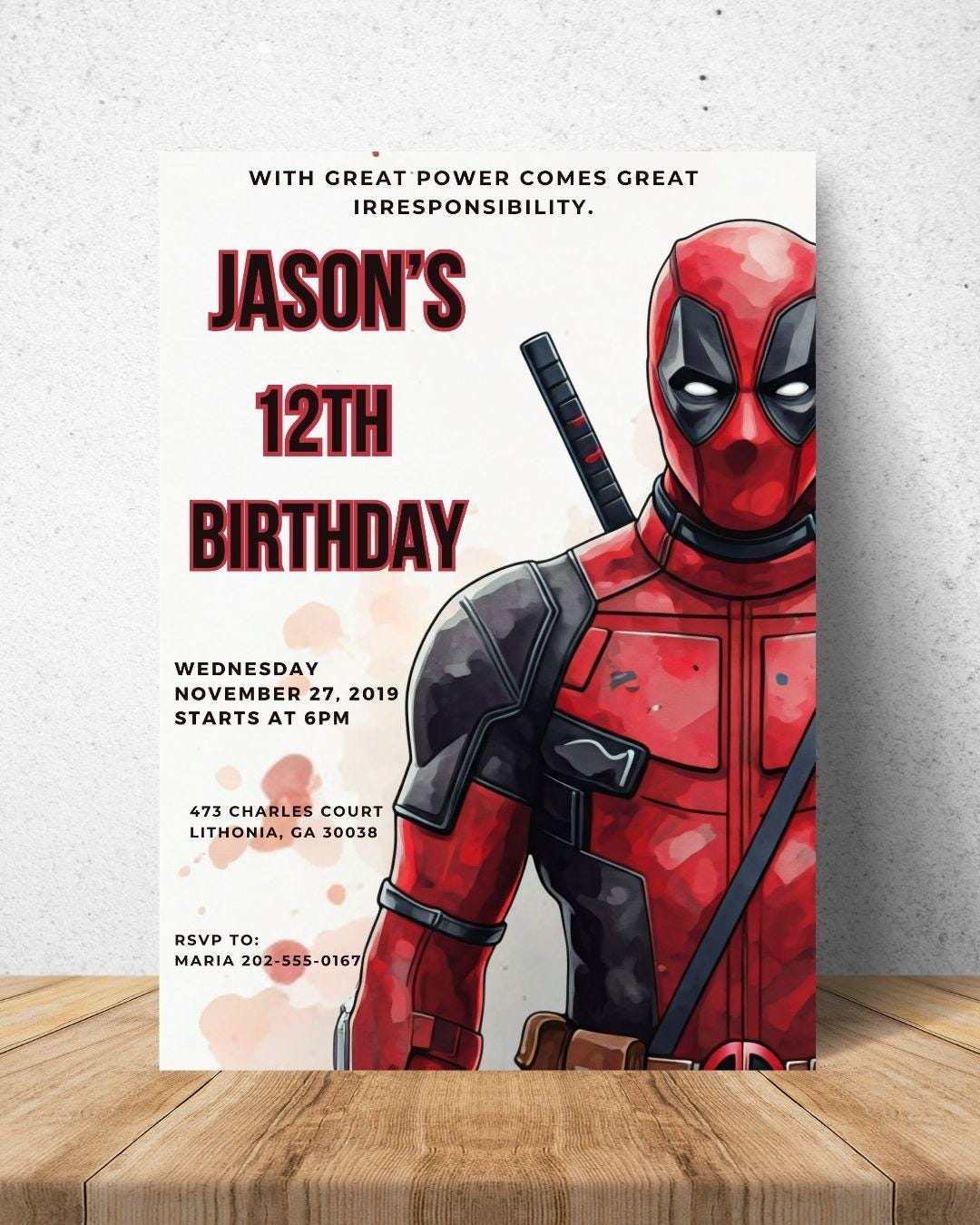 Deadpool Birthday Invitation Template - Etsy