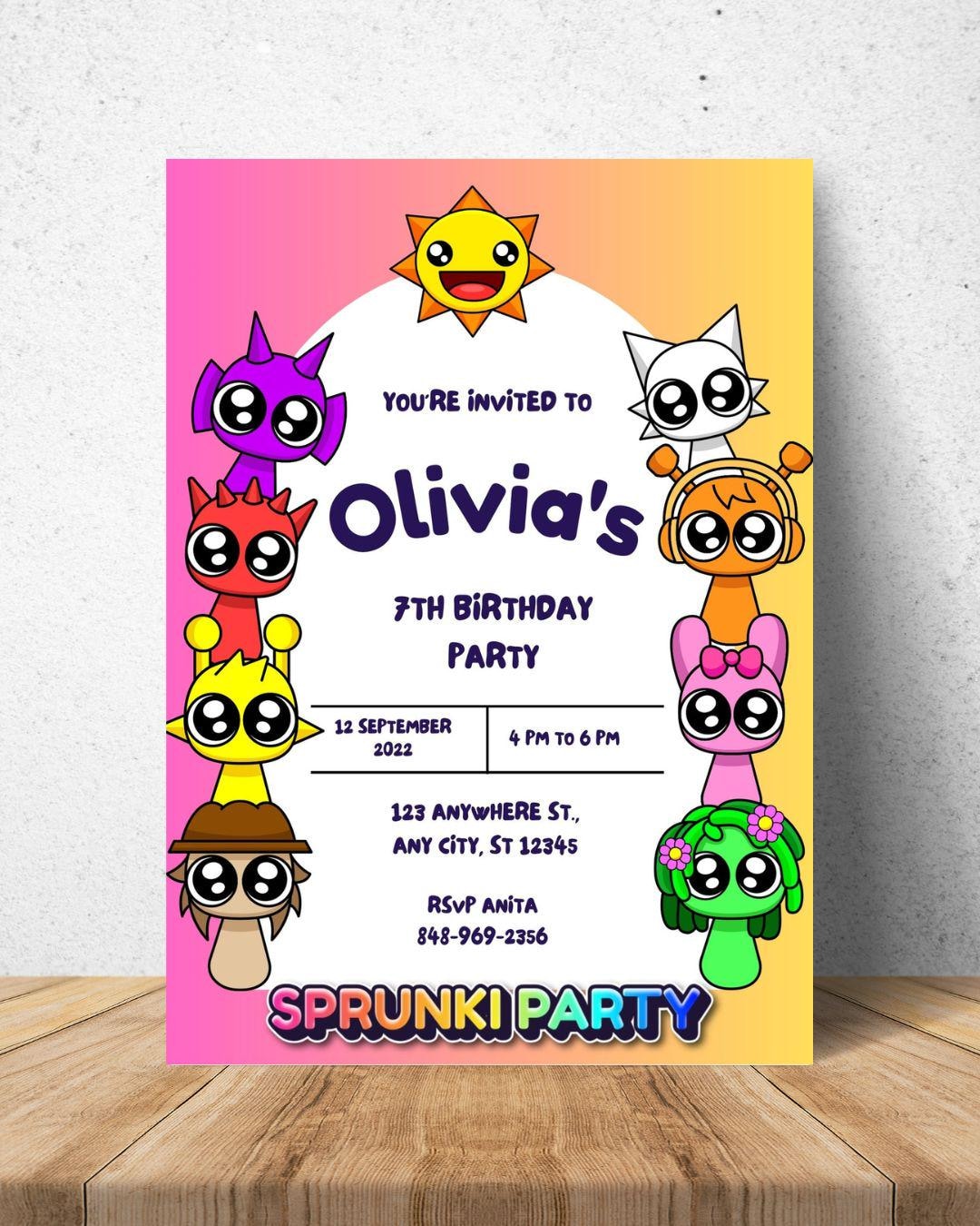 Sprunki Birthday Invitation| Incredibox Roblox Themed Digital Birthday ...