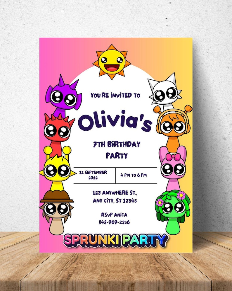 Sprunki Birthday Invitation| Incredibox Roblox Themed Digital Birthday ...