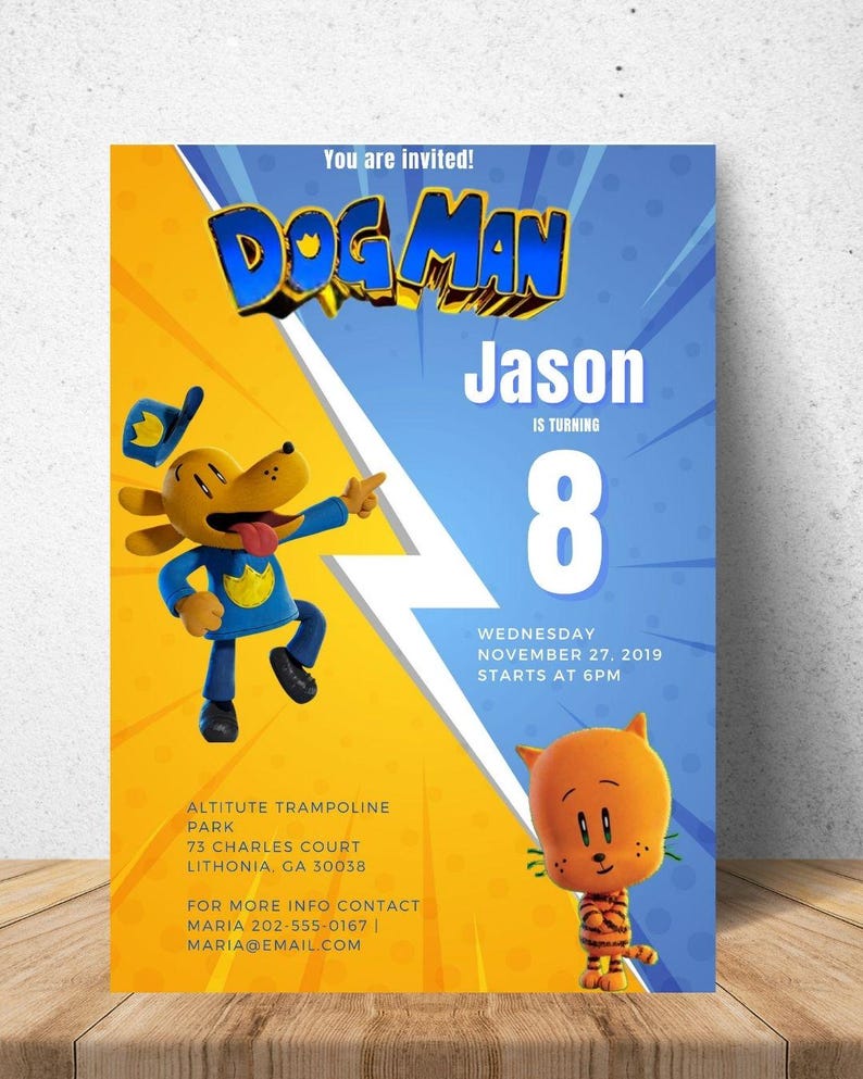 Dog Man Birthday Invitation - Etsy