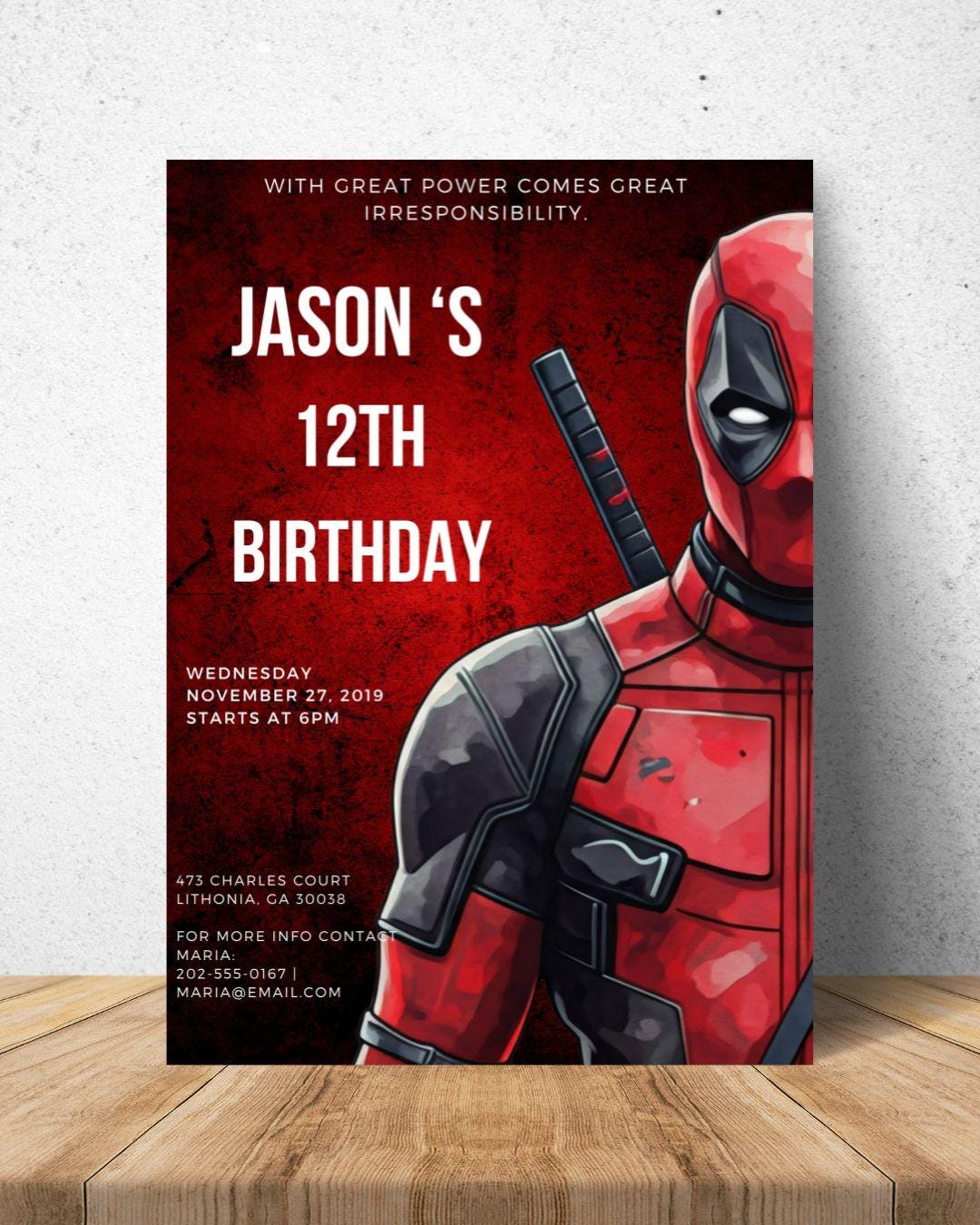 Deadpool Birthday Invitation Template - Etsy