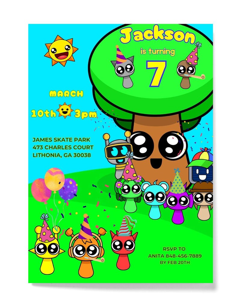 Invitación de fiesta de cumpleaños de Sprunki / Invitación digital de ...