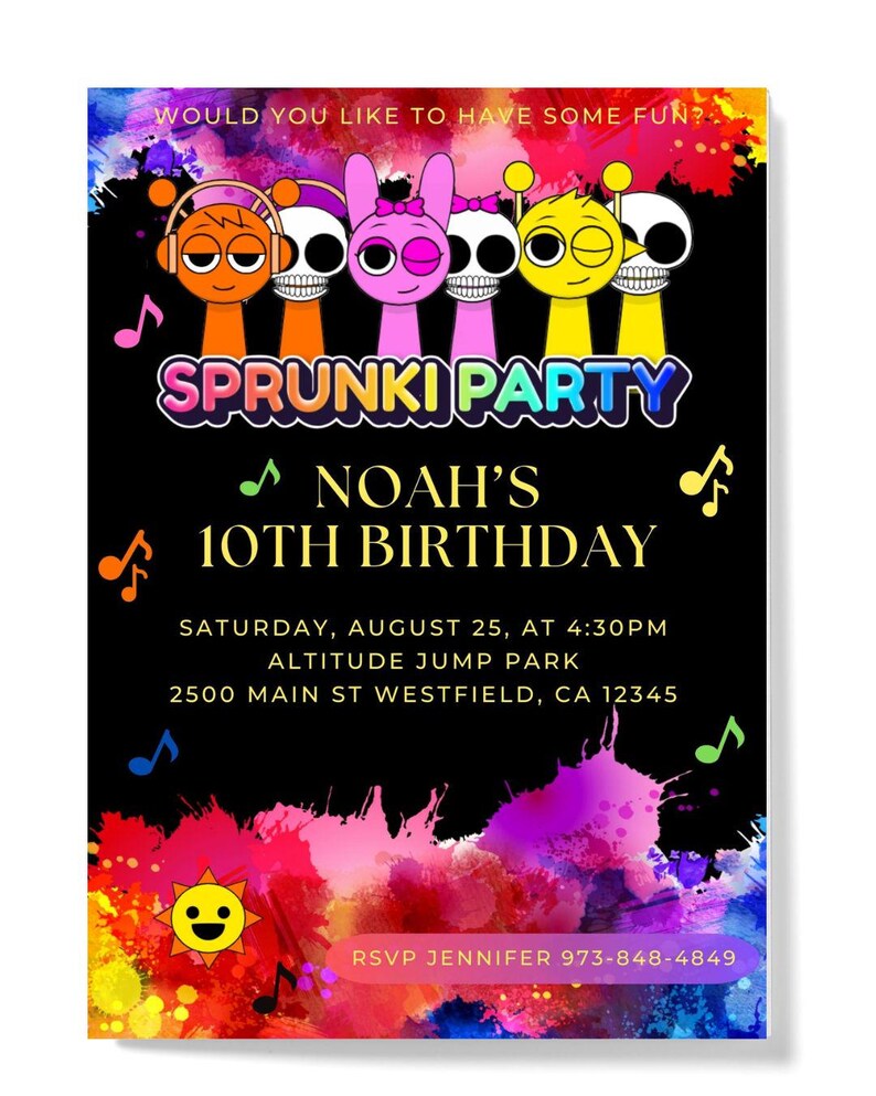 Sprunki Birthday Invitation - Etsy