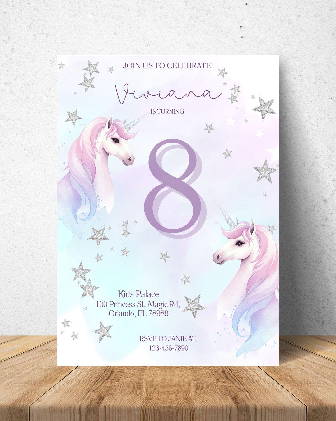 Unicorns Birthday Party Invitation, Editable Unicorn Invitation - Etsy