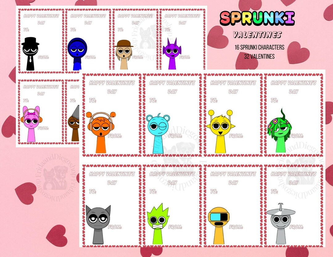 Sprunki Valentines, Sprunki Roblox Valentine Exchange - Etsy UK