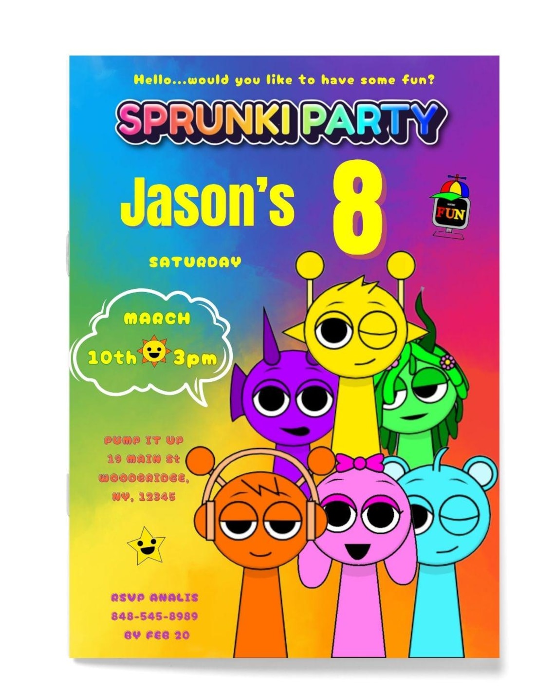 Sprunki Birthday Party Invitation - Etsy