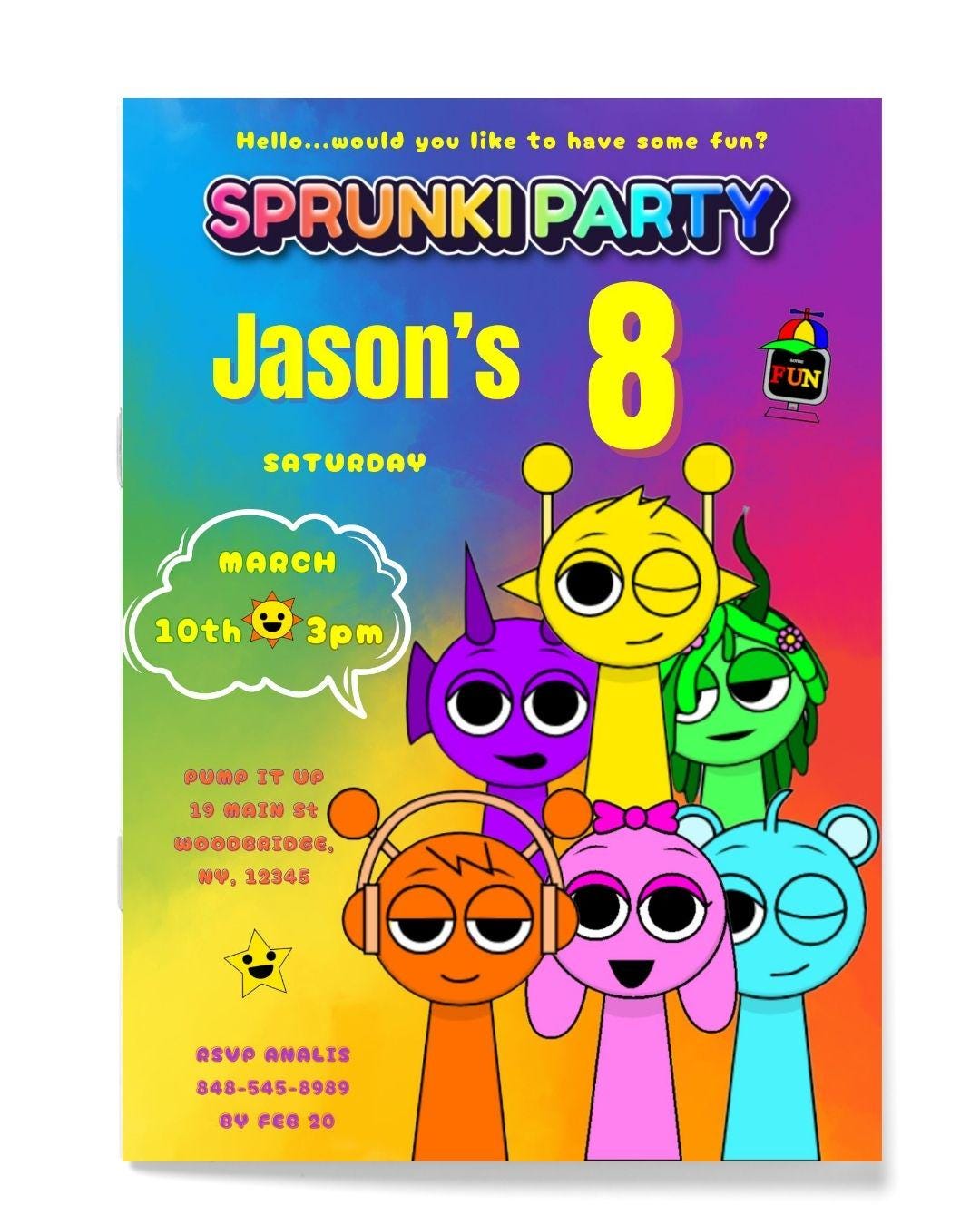 Sprunki Birthday Party Invitation - Etsy